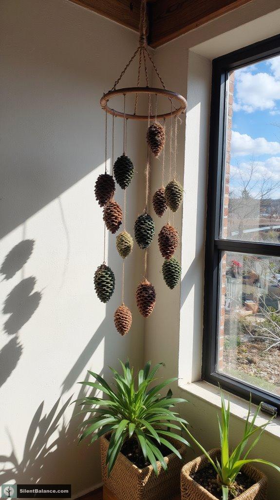 15 Tips for Crafting Woodland Pinecone Mobiles - Silent Balance